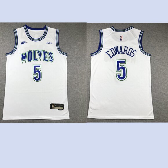 Shirts | Anthony Edwards 5 White Classic Stitched Jersey | Poshmark